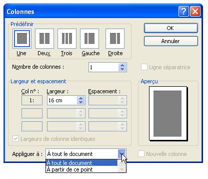Clic-formation - Support - Mise en colonne